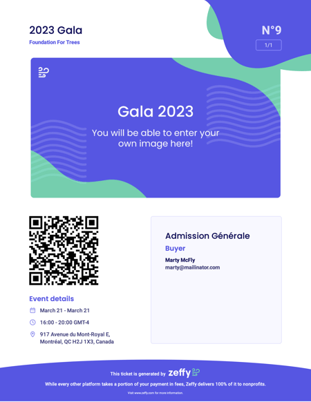 Examples of documents sent by Zeffy